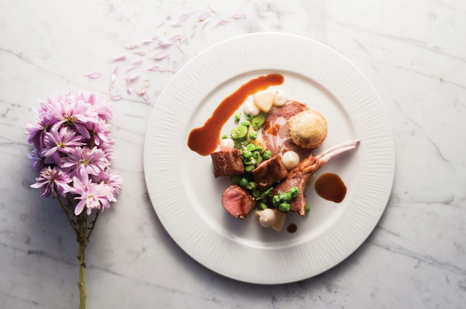 Roasted Double Chop & Loin of Lamb - Served