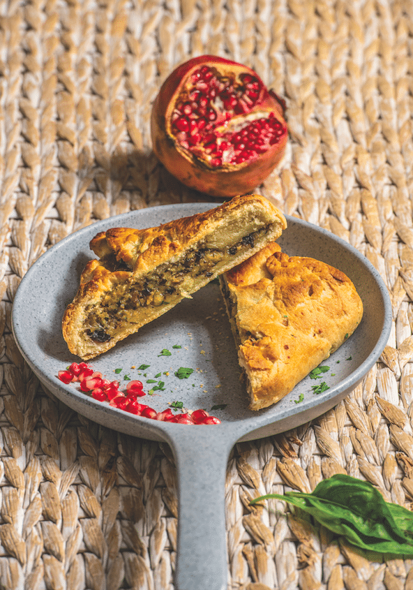 Halloumi and Mushroom Stuffed Pastry.