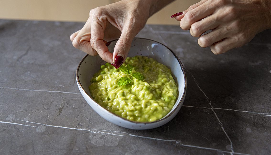 Pea and Mint Risotto - Served